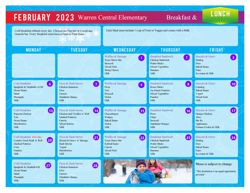 Lunch Menu | Warren Central Elementary School